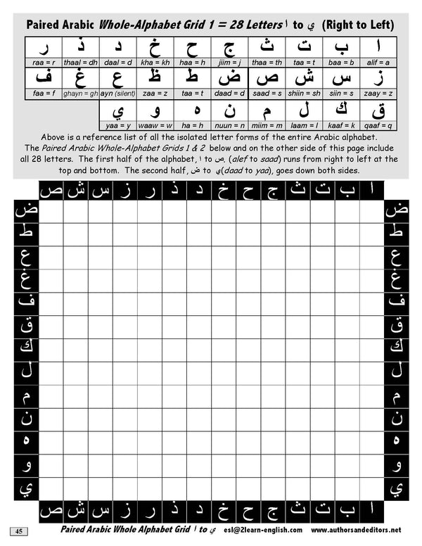 Use Alphabet-Letter Paired Grids with Arabic Characters – Work/Life English