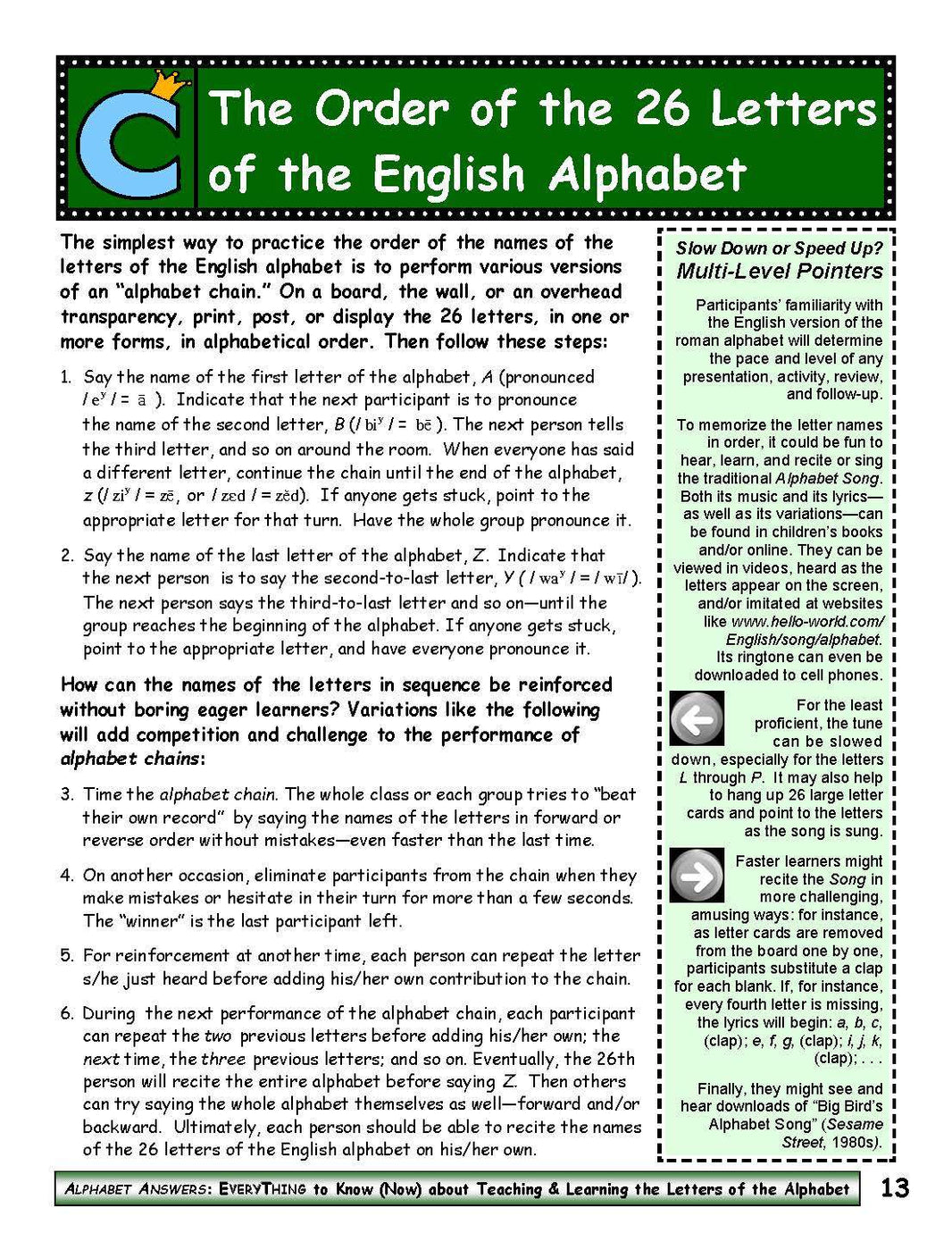 "Know The Alphabet" Learning Resources - Work/Life English