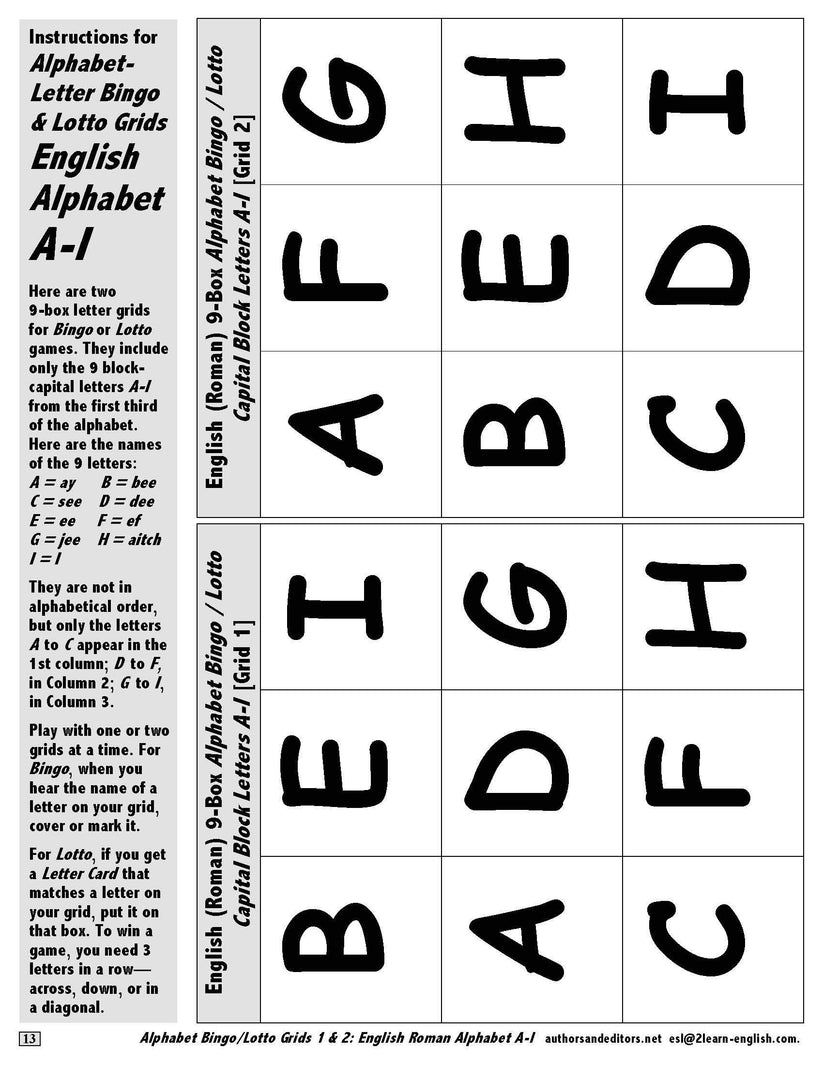 Alphabet Bingo & Lotto with 26 Upper & Lower Case Letters – Work/Life ...