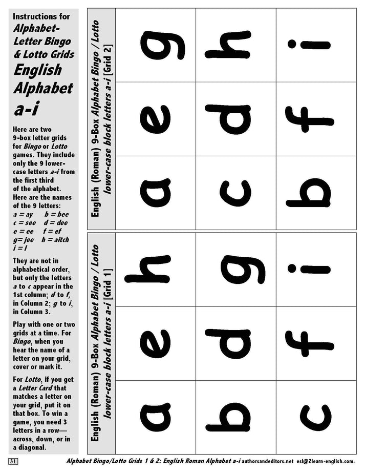 Alphabet Bingo & Lotto with 26 Upper & Lower Case Letters – Work/Life ...