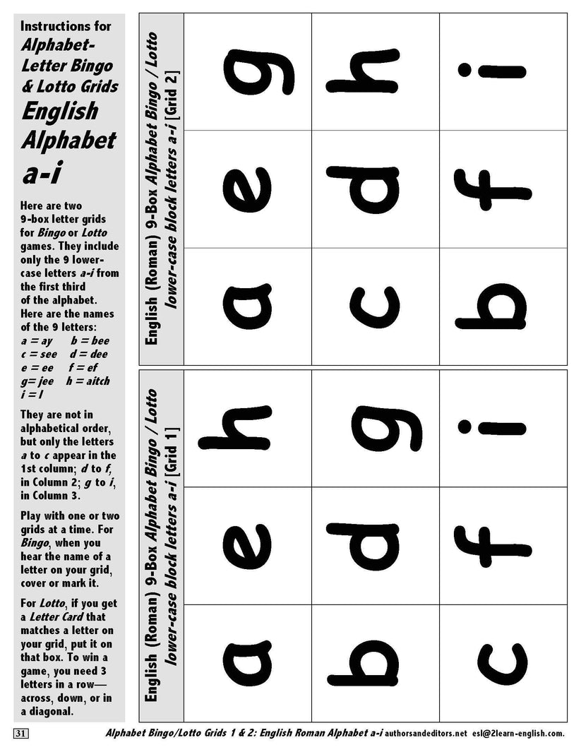 Alphabet Bingo & Lotto with 26 Upper & Lower Case Letters – Work/Life ...