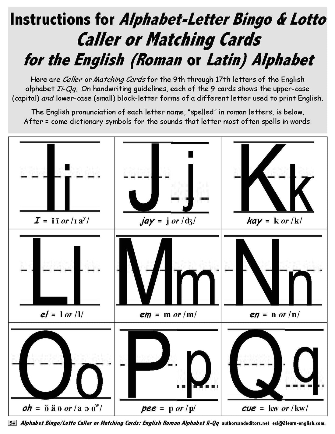 Teach with ESL Games: Alphabet Bingo & Lotto – Work/Life English