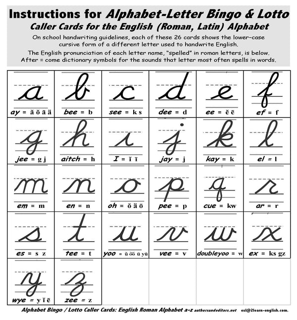 Play Alphabet Bingo and Lotto with Cursive Letters – Work/Life English