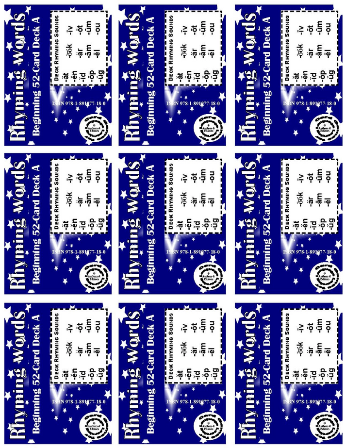 Get & Use Deck A of 52 Beginning Rhyming-Words Picture Cards – Work ...