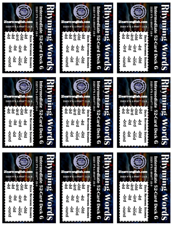 Get & Use Deck G of 52 Intermediate Rhyming-Words Picture Cards – Work ...