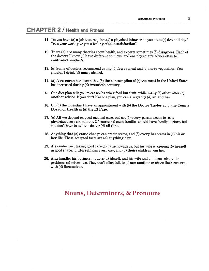 English Grammar Pre-Test: Assess Grammar Knowledge – Work/Life English